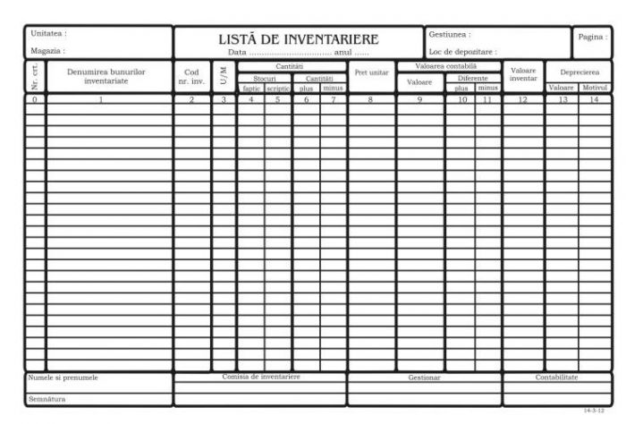 Lista de inventariere orizontala A4 | Papetti